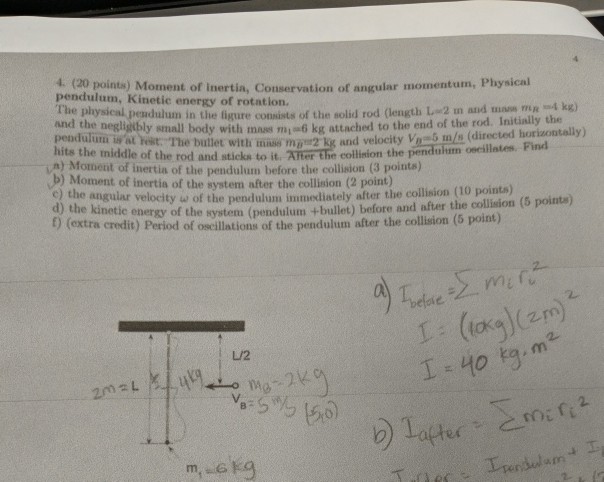 Solved 4 20 Points Moment Of Inertia Conservation Of