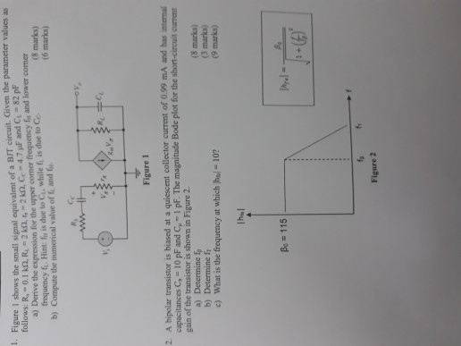 Solved 1. Figure I shows the small signal equivalent of a | Chegg.com