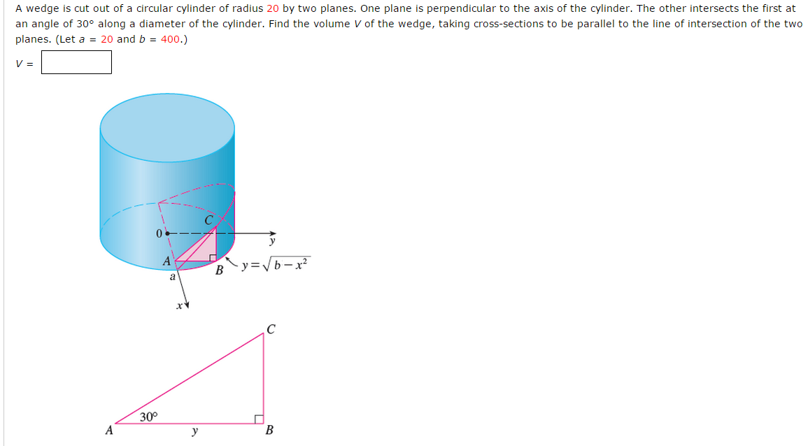 Solved A wedge is cut out of a circular cylinder of radius | Chegg.com