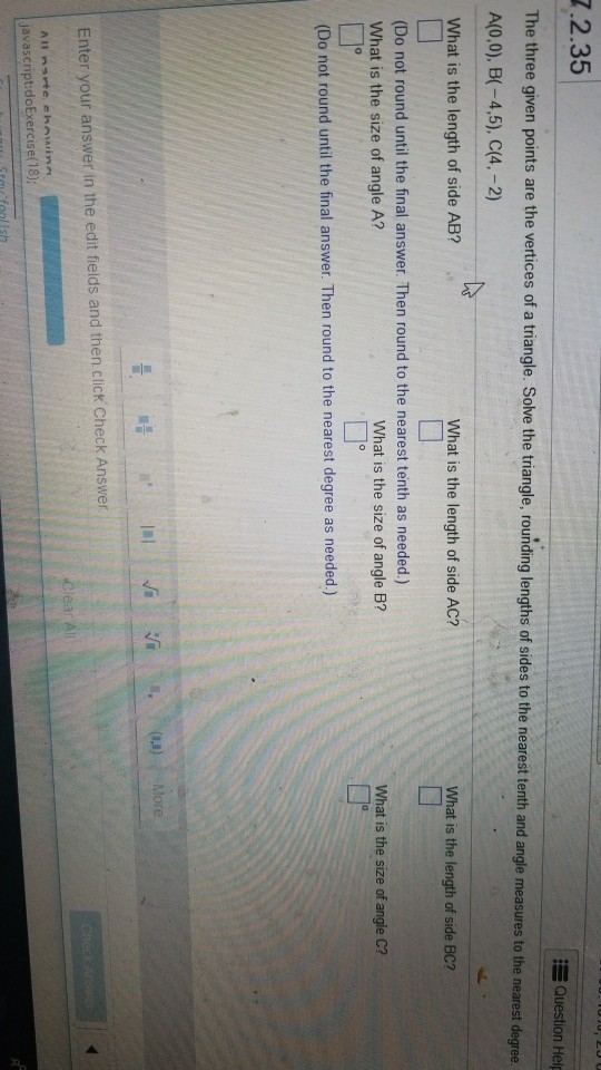 Solved .2.35 Question Help The three given points are the | Chegg.com