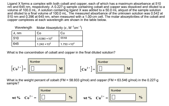 Solved Ligand X forms a complex with both cobalt and copper, | Chegg.com