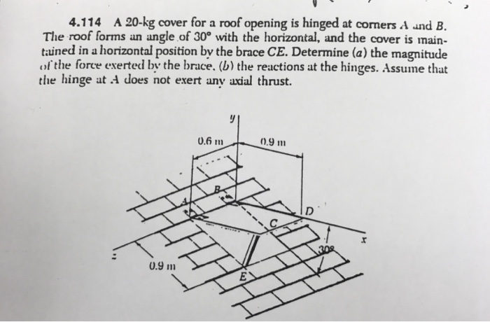 Solved 20-kg cover for a roof opening is hinged at corners A | Chegg.com
