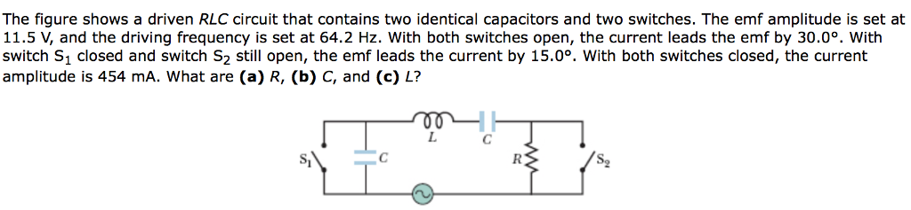 Solved The figure shows a driven RLC circuit that contains | Chegg.com