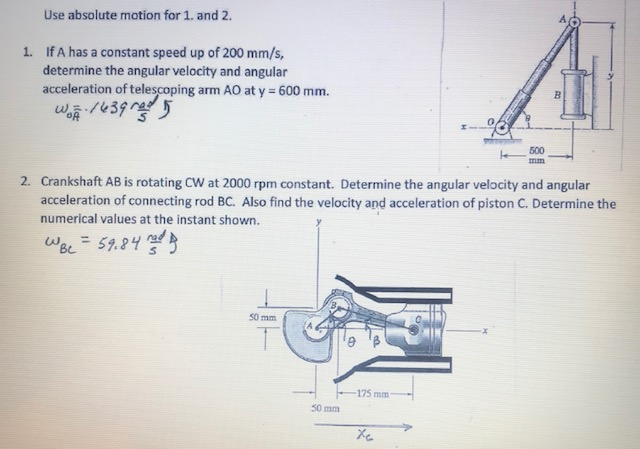 Solved Use absolute motion for 1. and 2. If A has a constant | Chegg.com