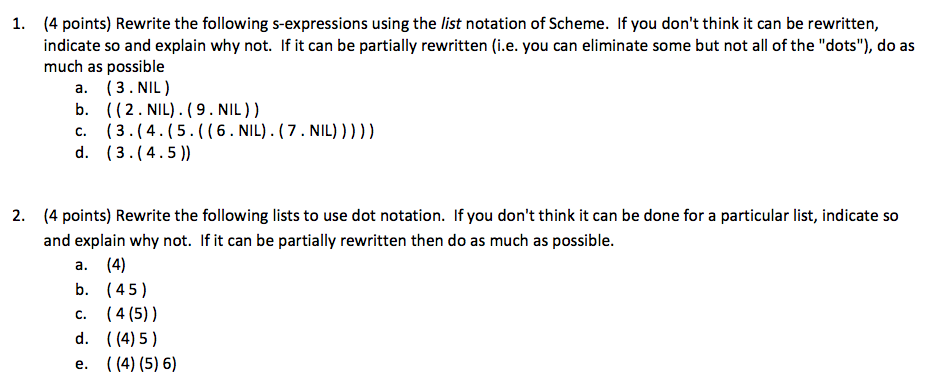 Solved Rewrite the following s-expressions using the list | Chegg.com