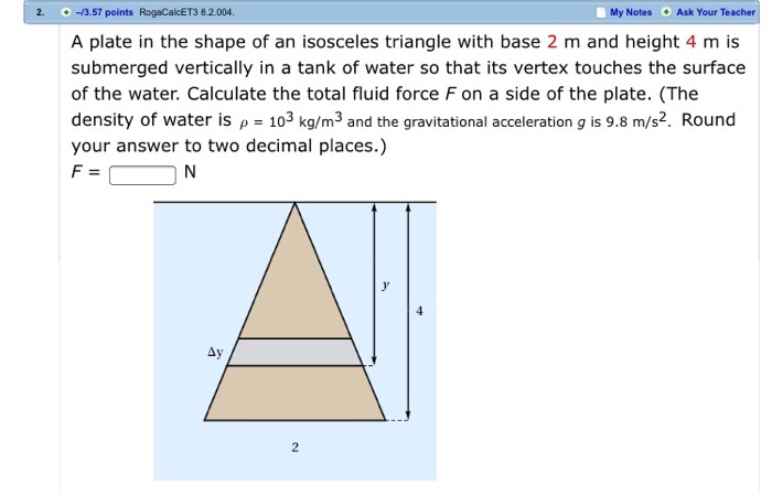 Solved A plate in the shape of an isosceles triangle with | Chegg.com