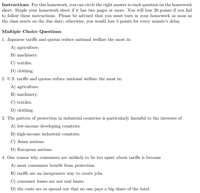 Solved Instructions: For this homework, you can circle the | Chegg.com