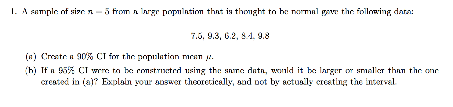 Solved A sample of size n = 5 from a large population that | Chegg.com