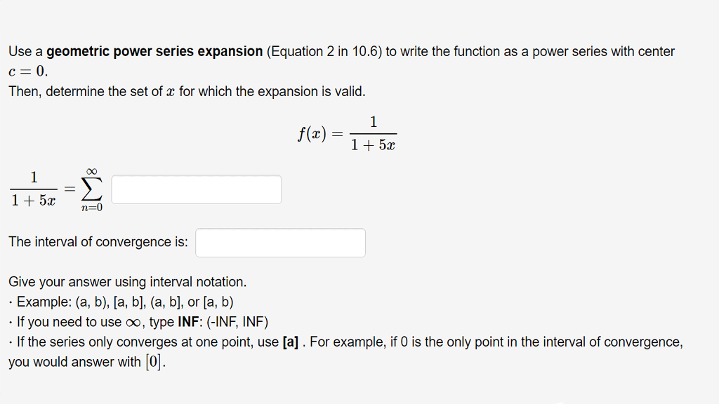 Solved Use a geometric power series expansion (Equation 2 in | Chegg.com