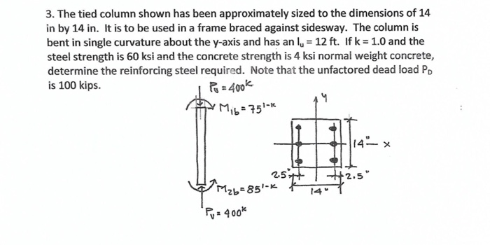 Solved The tied column shown has been approximately sized to | Chegg.com