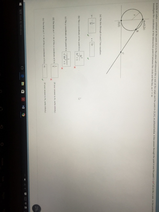 Solved A circle of radius r centered at the point (0, 1) in | Chegg.com