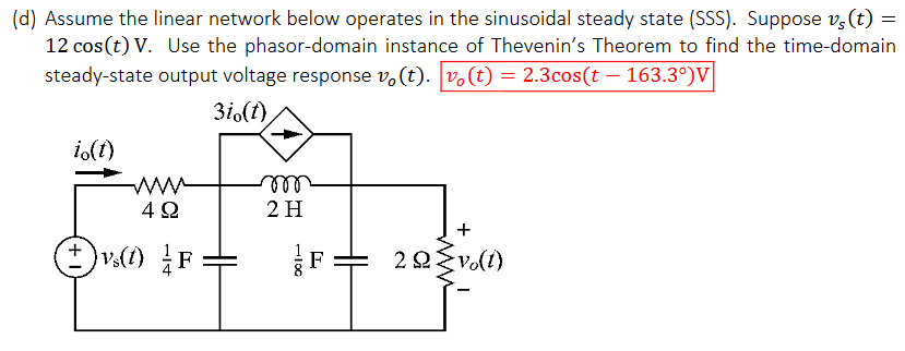 Solved Determine the time-domain steady-state output voltage | Chegg.com