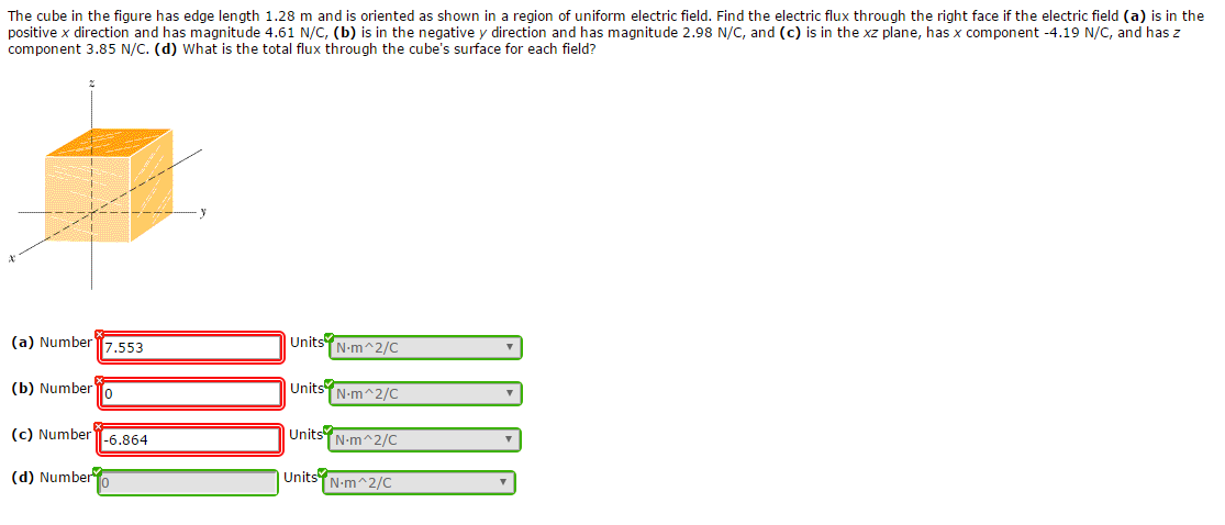 Solved The cube in the figure has edge length 1.28 m and is | Chegg.com
