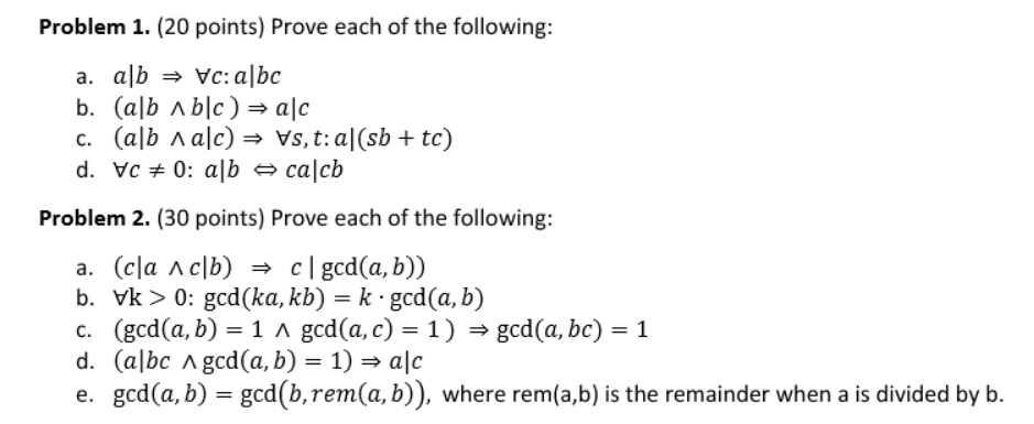 Solved Problem 1. (20 points) Prove each of the following: | Chegg.com