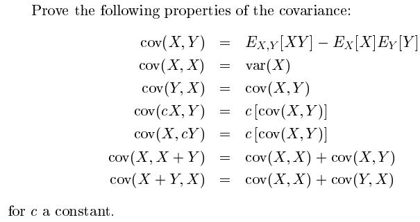 Prove the following properties of the covariance: | Chegg.com