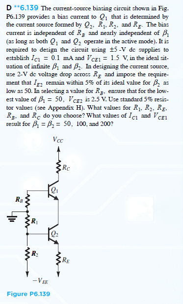 Solved The current-source biasing circuit shown in Fig. | Chegg.com