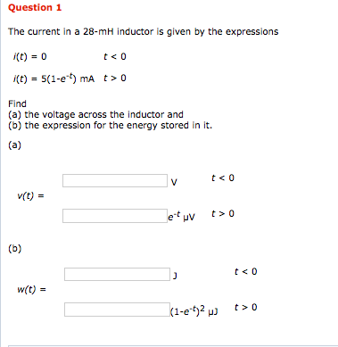 Solved The current in a 28-mH inductor is given by the | Chegg.com