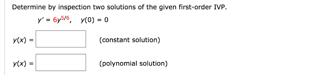 Solved Determine by inspection two solutions of the given | Chegg.com