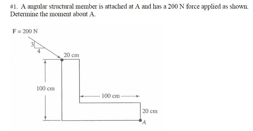 Solved A angular structural member is attached at A and has | Chegg.com