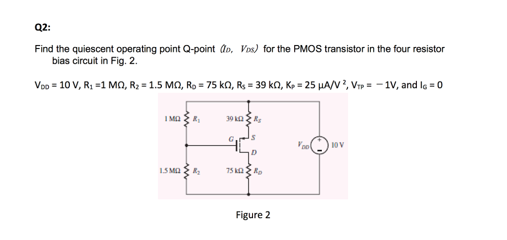 Solved Find the quiescent operating point Q-point (ID, VDS) | Chegg.com