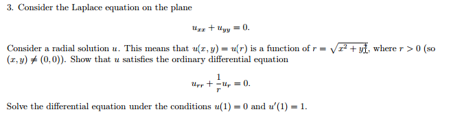 Solved Consider the Laplace equation on the plane Uxx + Uyy | Chegg.com
