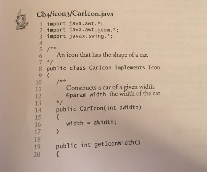 Solved Change the code of CarIcon.java to draw a Roadster, a | Chegg.com