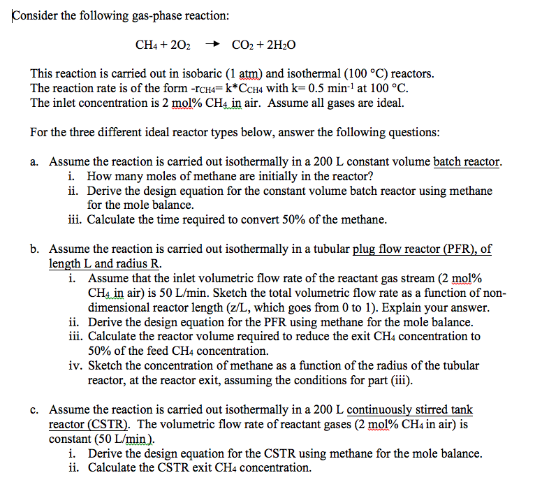 Consider the following gas-phase reaction: CH4 + 202 | Chegg.com