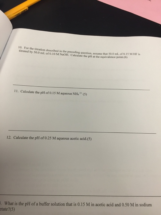 Solved For the titration described in the preceding | Chegg.com