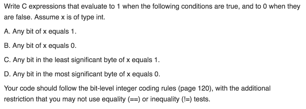 Solved Write C expressions that evaluate to 1 when the | Chegg.com