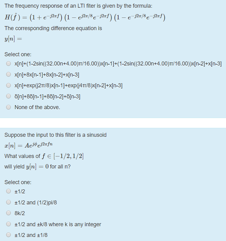 Solved The frequency response of an LTI fiter is given by | Chegg.com