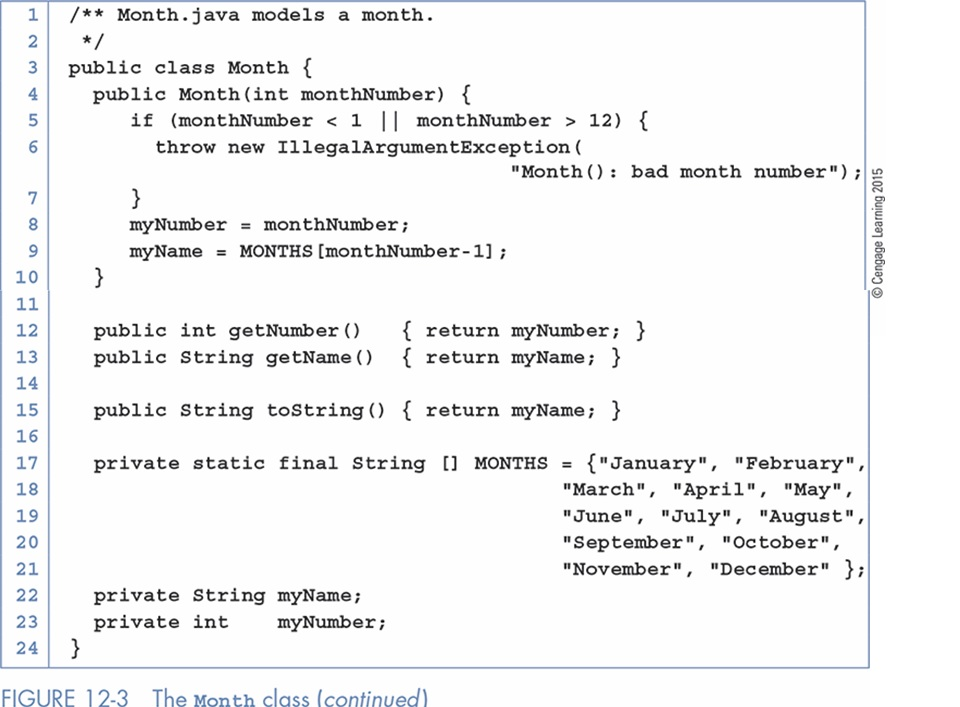 Solved Modify the "Month" class in figure 12-3 by adding a | Chegg.com