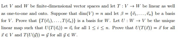 Solved Let V and W be finite - dimensional vector spaces and | Chegg.com