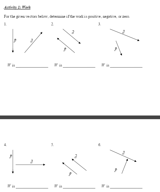 Solved For the given vectors below, determine if the work is | Chegg.com