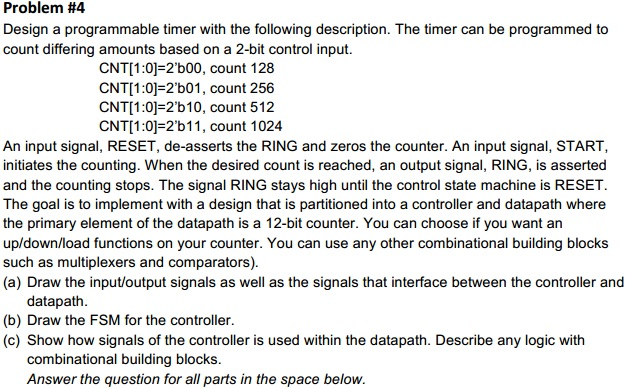 Solved Design a programmable timer with the following | Chegg.com