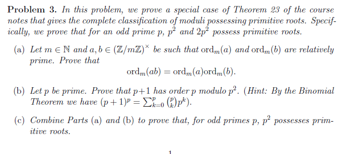 Problem 3. In this problem, we prove a special case | Chegg.com