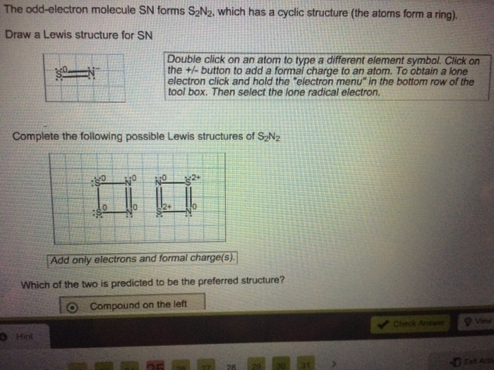 Solved The odd-electron molecule SN forms S_2N_2, which has | Chegg.com