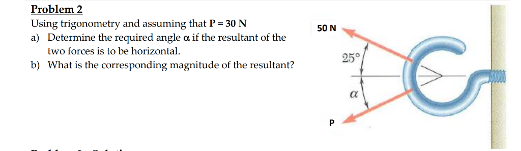 Solved Problem 2 Using trigonometry and assuming that P 30 N | Chegg.com