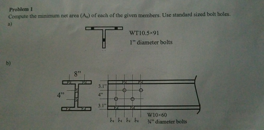 Solved Problem 1 Compute the minimum net area (Aa) of each | Chegg.com
