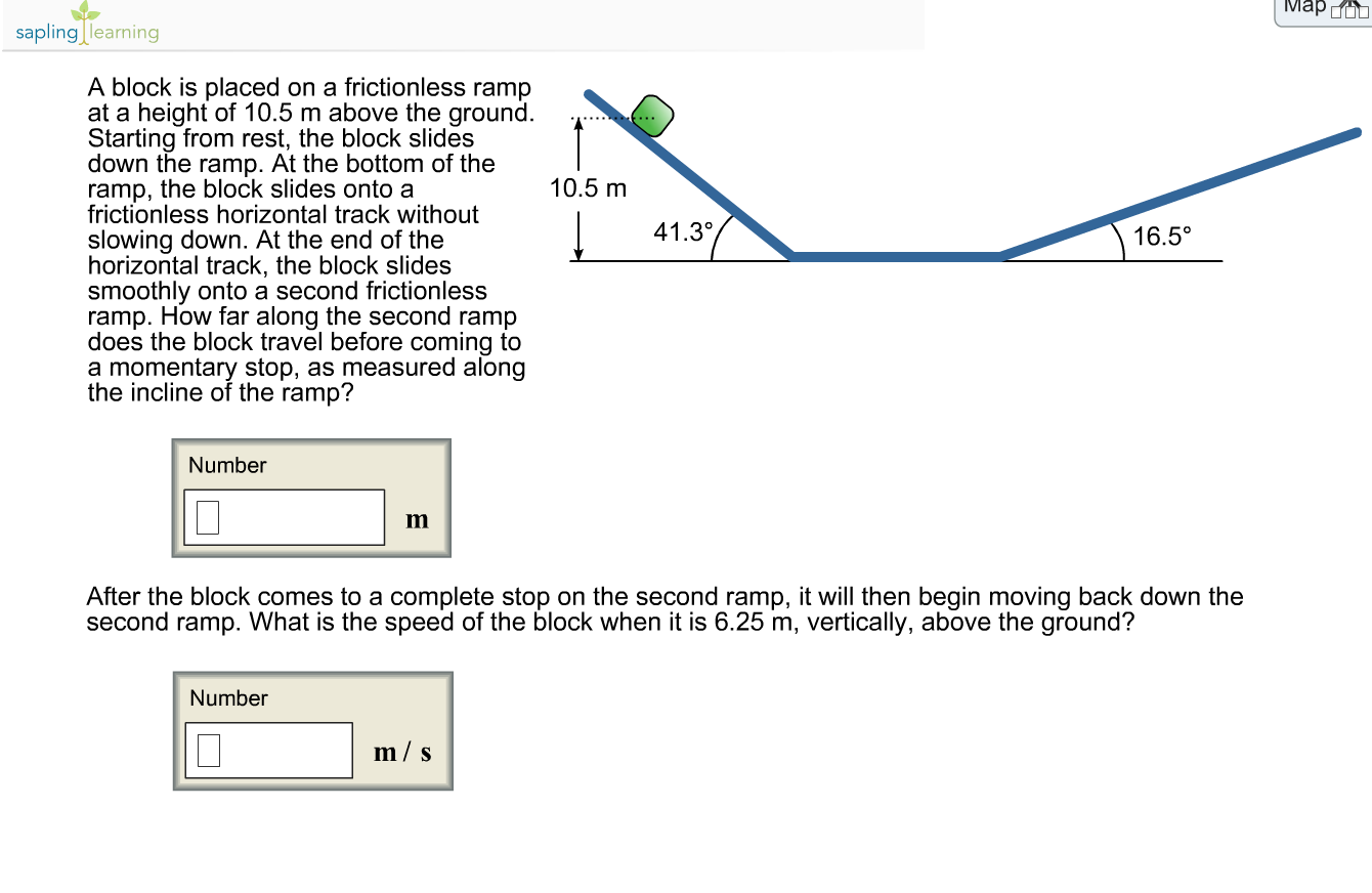 Solved A block is placed on a frictionless ramp at a height | Chegg.com