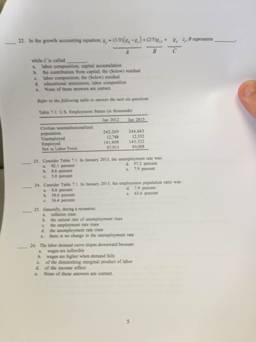 Solved In the growth accounting equation, g_y = (1/3) (g_K - | Chegg.com