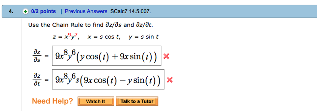 Solved Use the Chain Rule to find partial differential | Chegg.com