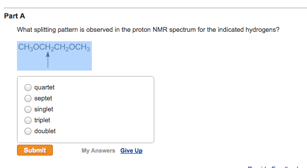 Solved What splitting pattern is observed in the proton NMR | Chegg.com