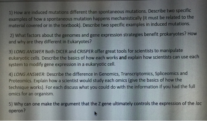 Solved How are induced mutations different than spontaneous | Chegg.com