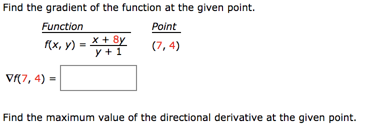Solved Find the gradient of the function at the given point. | Chegg.com