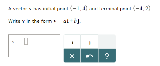 Solved A vector v has initial point (-1, 4) and terminal | Chegg.com