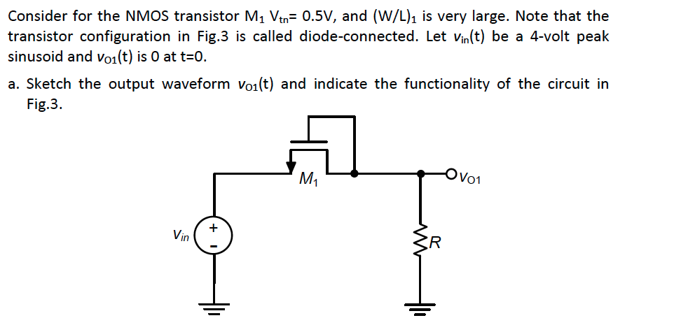 Solved Consider for the NMOS transistor M1 V= 0.5V, and | Chegg.com