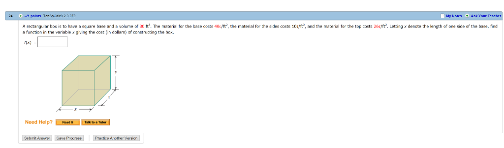 Solved A rectangular box is to have a square base and a | Chegg.com