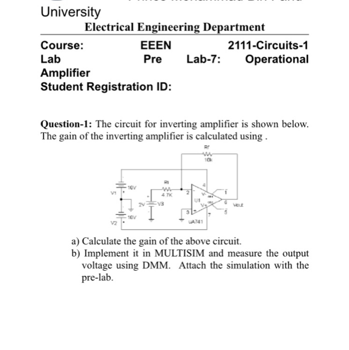 Solved The circuit for inverting amplifier is shown below. | Chegg.com