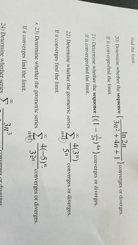 Solved find the limit. rmine whether the sequence t 3n2+4n + | Chegg.com