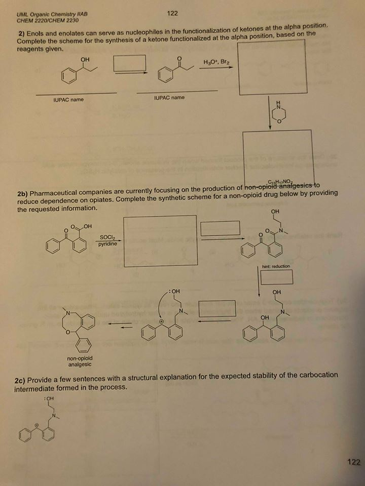 Solved 122 UML Organic Chemistry IAB CHEM 2220/CHEM 2230 2) | Chegg.com